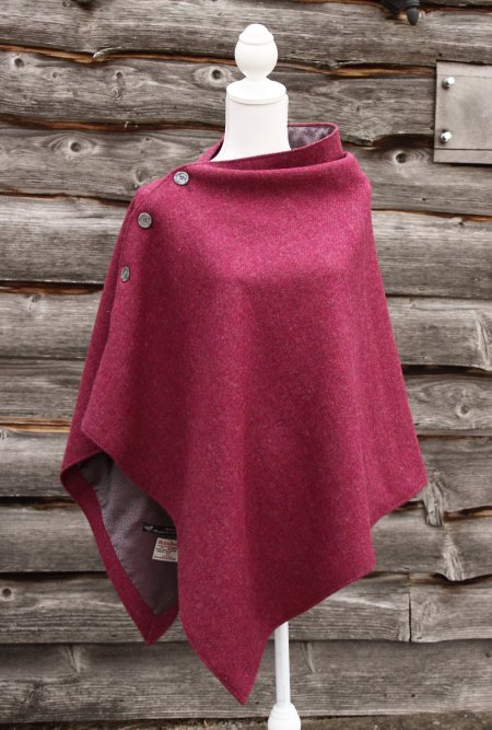 Harriet Hoot Harris Tweed Raspberry Cape