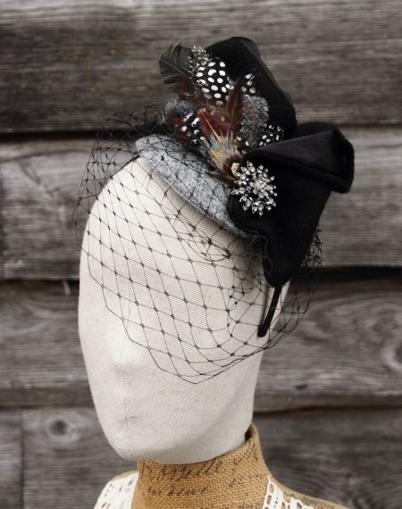 Harriet Hoot Bespoke Harris Tweed & Feather Fascinator