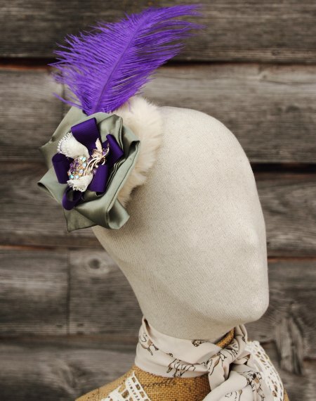 Harriet Hoot Suffragette Tweed & Feather Fascinator