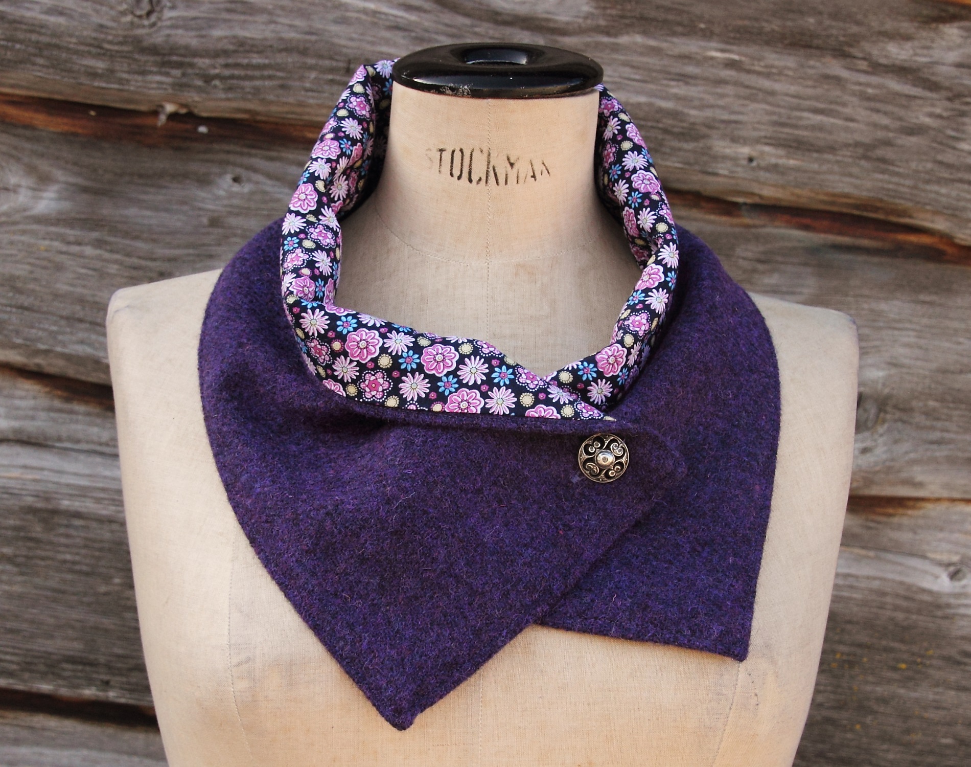 Harriet Hoot Harris Tweed Neck Purple Neck Wrap